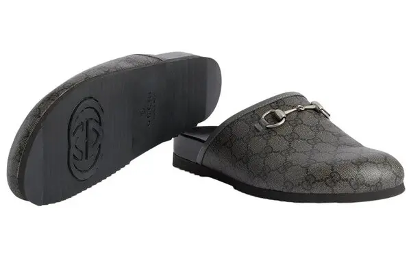 Gucci Gg Supreme Mule With Horsebit 'grey Black
