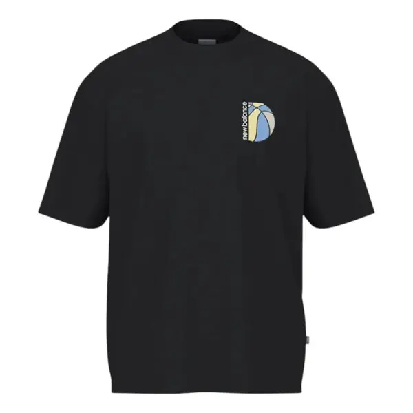 NEW BALANCE Hoops Mosaic Court Graphic Oversized T-shirt Asia Sizing 'black White - Black/white