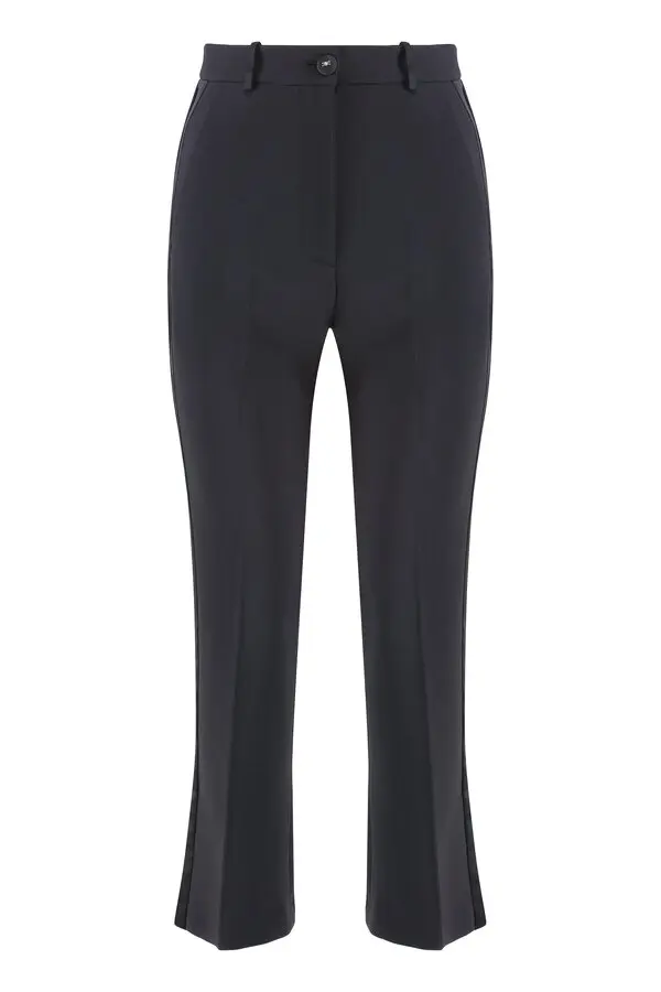 Elisabetta Franchi Cropped Flared Trousers With Side Slit Hem