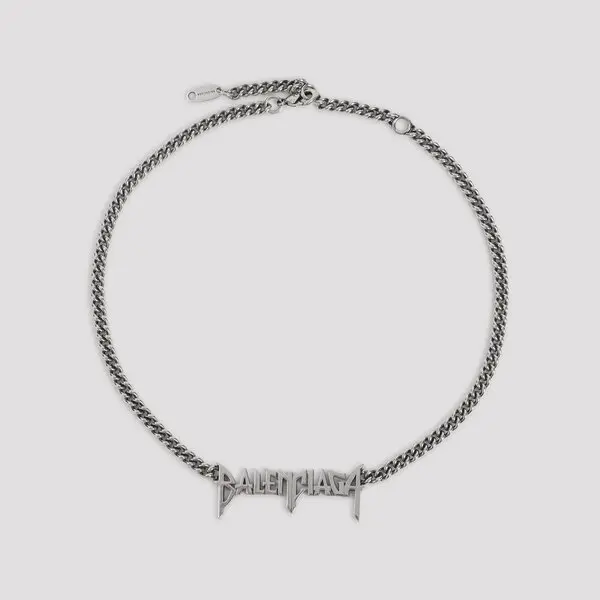 Balenciaga Typo Metal Necklace In Brass - Metallic