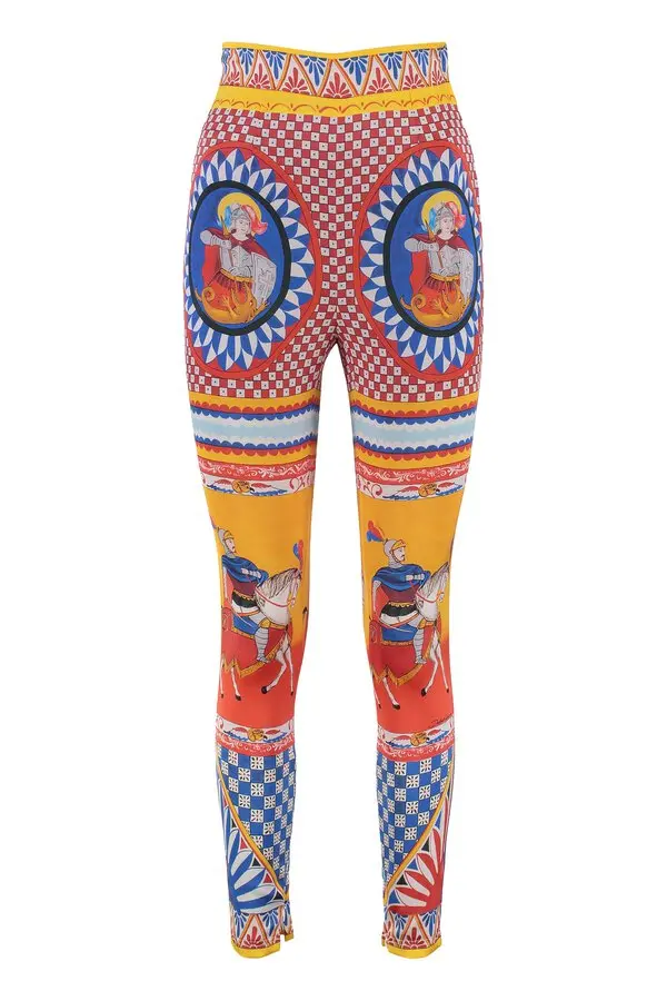 Dolce & Gabbana Carretto Print Silk Leggings