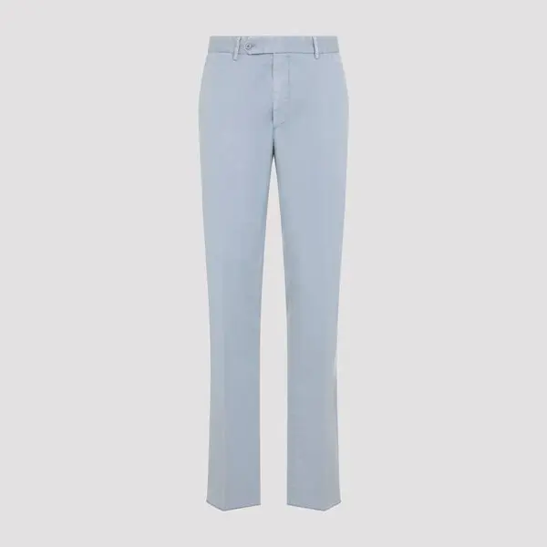 Ralph Lauren Purple Label Cotton Flat-front Straight-leg Pants - Blue
