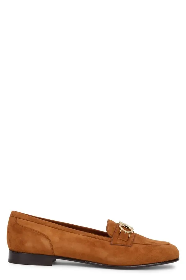 FERRAGAMO Suede Moccasins With Gancini Hook Detail