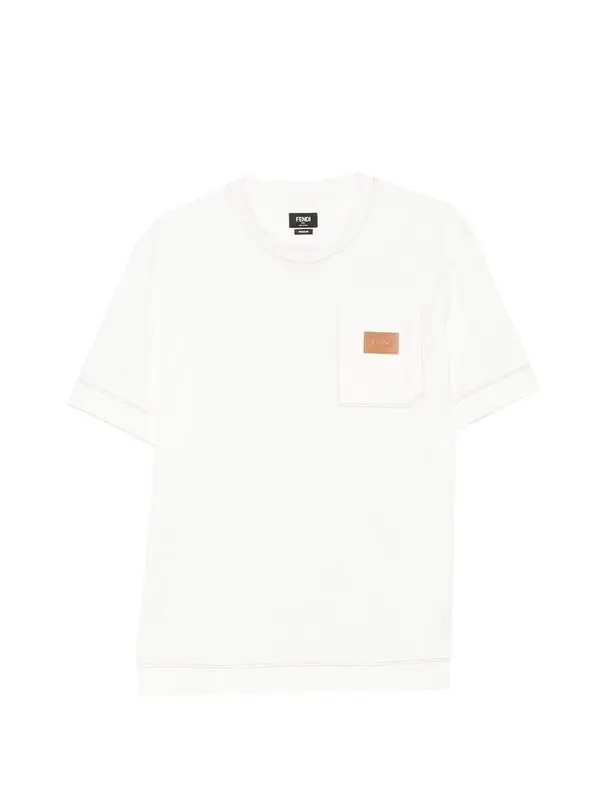 Fendi S Regular-fit T-shirt With Decorative Stitching Detail - Cloud