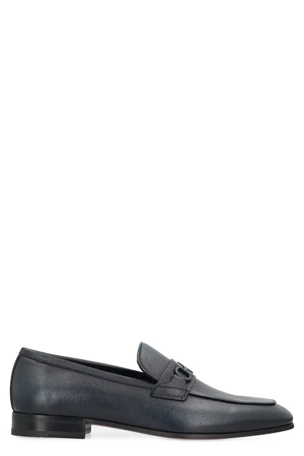 FERRAGAMO Gancini Calf Leather Moccasins With Hammered Detail