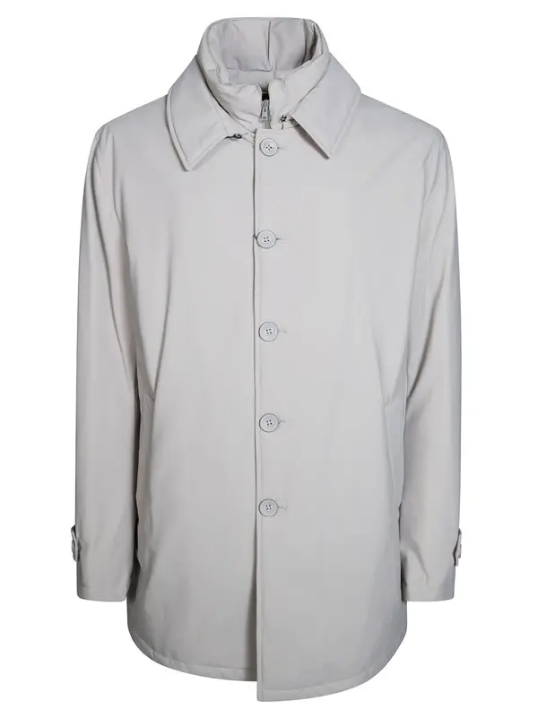 Herno Rain Jacket With Stand Collar And Button Details - Beige