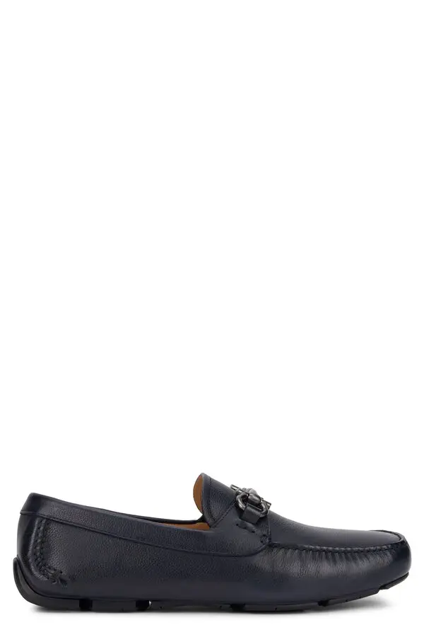 FERRAGAMO Leather Driver Loafers With Hook Ornament Detail
