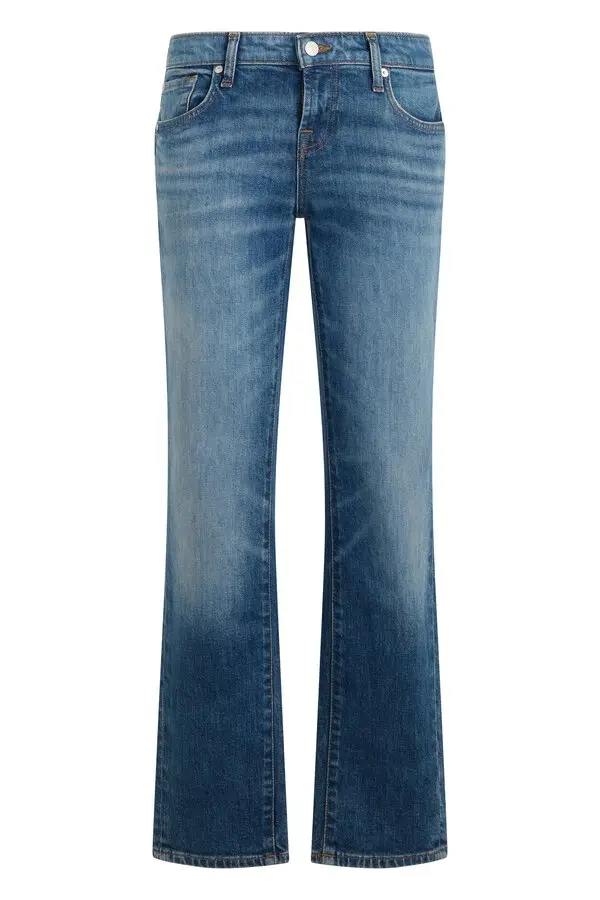 7 For All Mankind Straight Leg Mid-rise Jeans In Stretch Denim