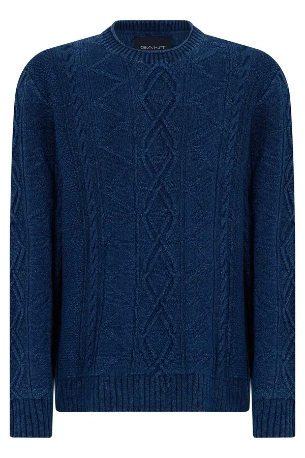 Gant Cable Knit Cotton Crew Neck Sweater