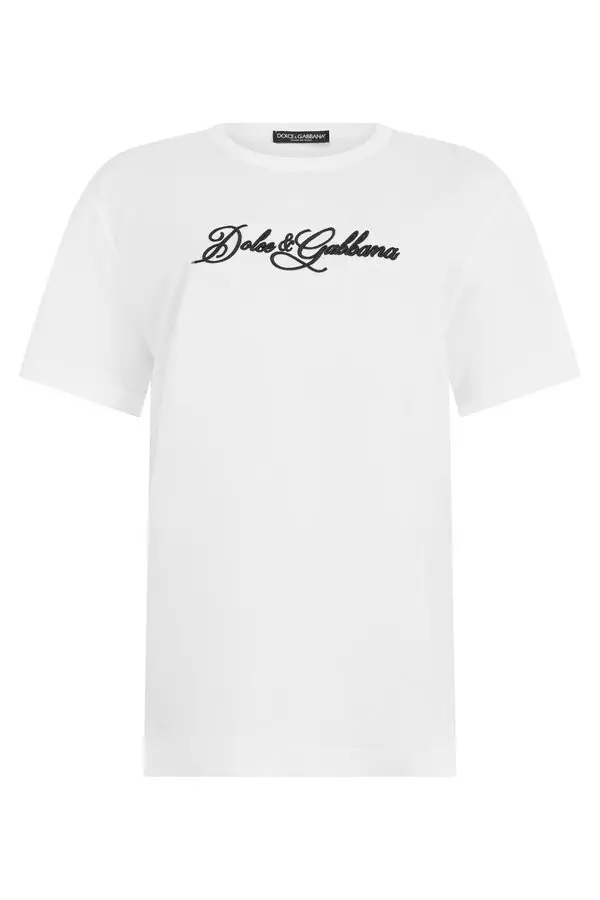 Dolce & Gabbana Cotton Logo T-shirt With Stylized Front Embroidery