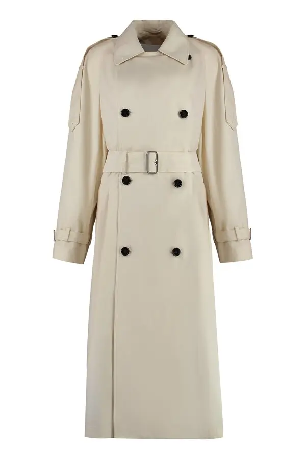 Burberry Gabardine Trench Jacket With Buckled Cuffs And Back Slit Hem - Beige