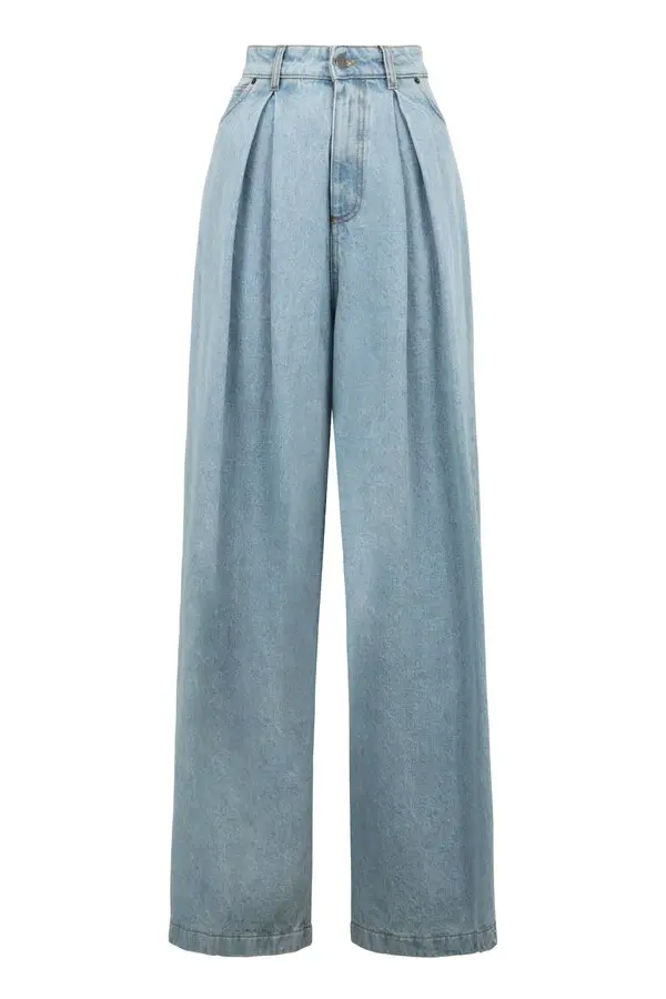 Giuseppe Di Morabito Wide-leg High-waist Pleated Jeans In Lightweight - Denim