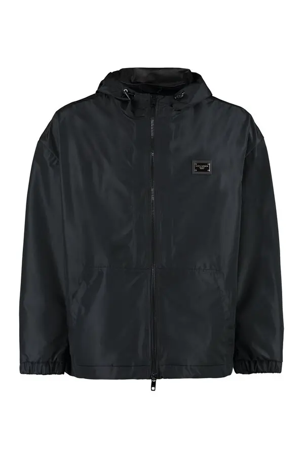 Dolce & Gabbana Technical Fabric Hooded Jacket With Adjustable Drawstring Hem