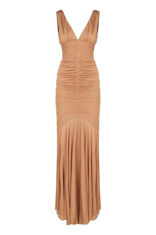 Giuseppe Di Morabito Draped V-neck Midi Dress - Beige