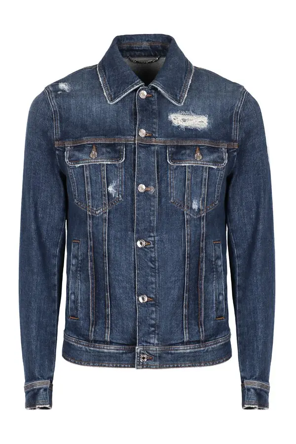 Dolce & Gabbana Destroyed Jacket With Two Buttoned Flap Pockets