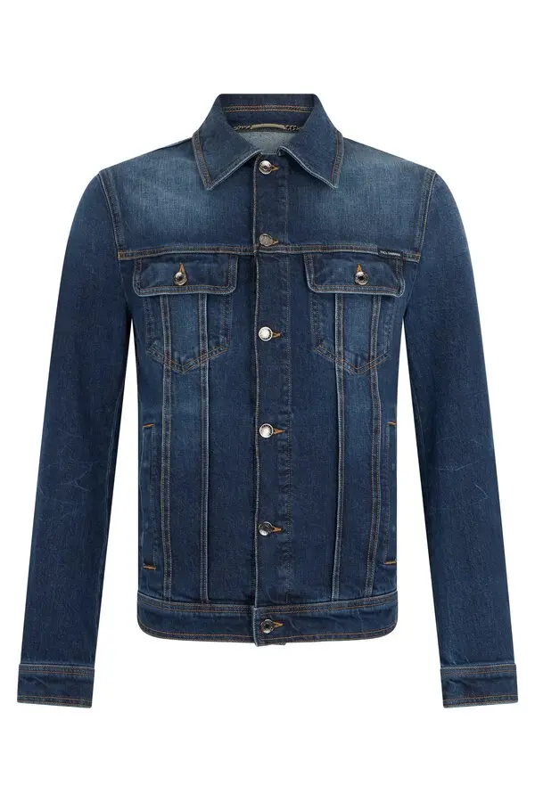 Dolce & Gabbana Classic Fit Denim Shirt Jacket With Button Cuffs And Side Pockets