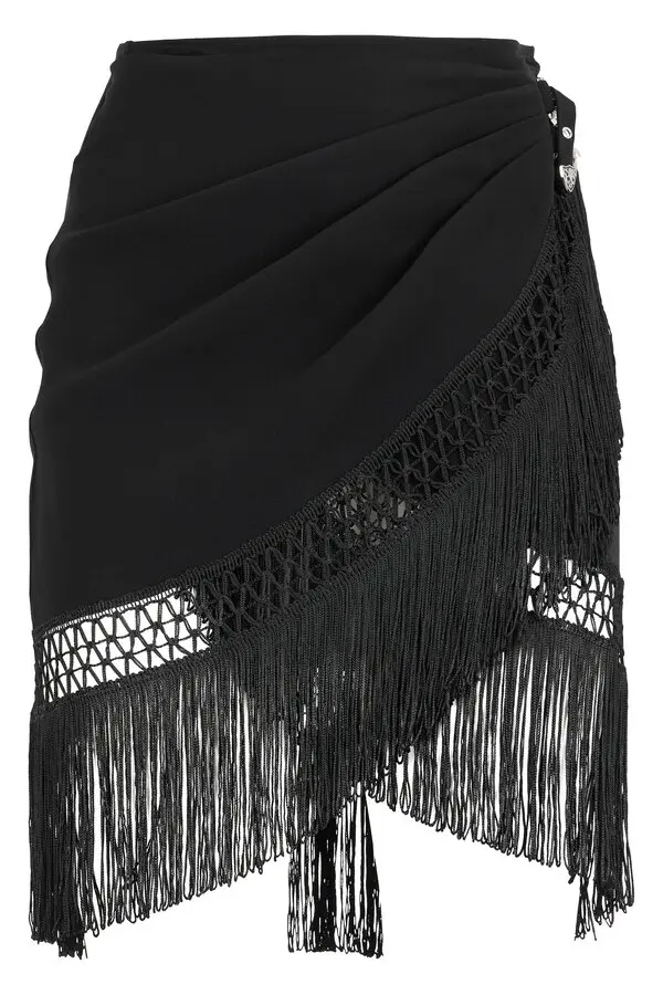 LES FILLES D'EVA Asymmetric Mini Skirt With Fringed Hem