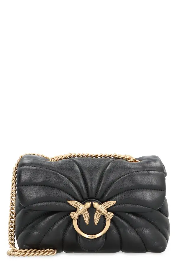 Pinko Pink Love Puff Mini Crossbody Handbag, 21cm - Black