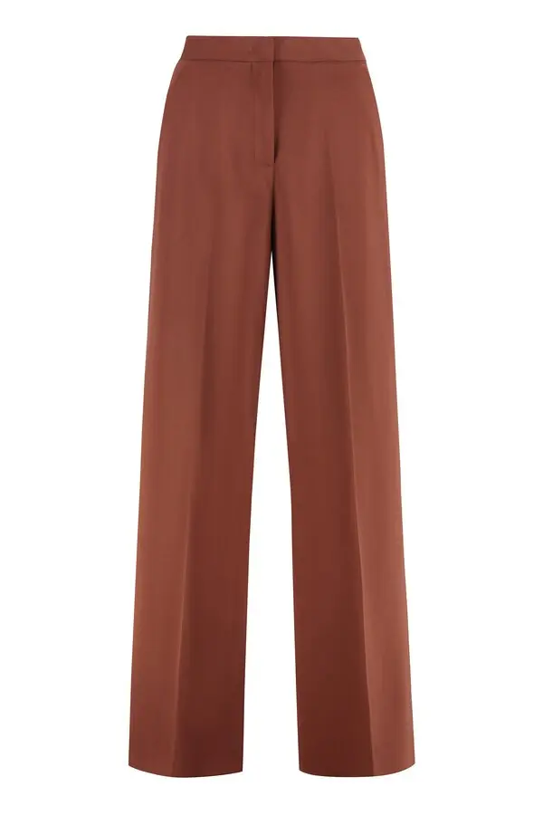 Pinko Textured High-waist Wide-leg Trousers - Brown