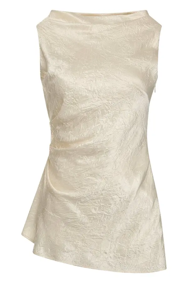 Alexander McQueen Draped Asymmetric Satin Top