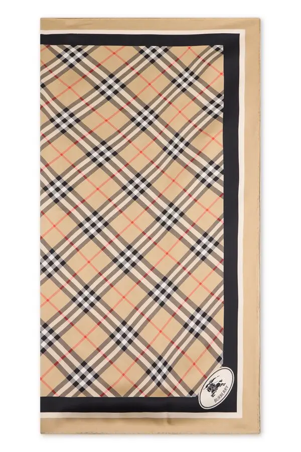 Burberry Silk Scarf With Classic Check Pattern, 90 X 90 Cm - Beige