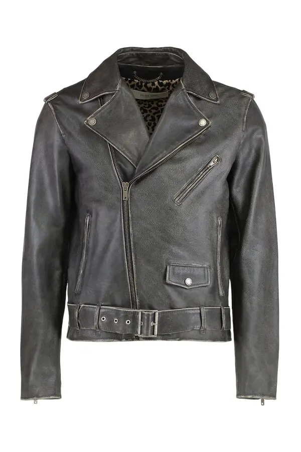GOLDEN GOOSE Distressed Leather Biker Jacket