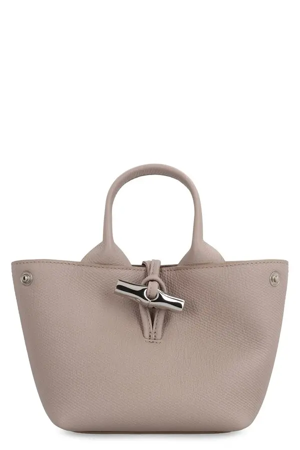Longchamp Le Roseau Xs Grainy Leather Mini Handbag With Antler Fastening