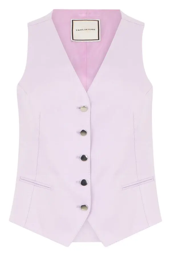 0205 TAGLIATORE Tagliatore 0205 Linen Vest With Contrast Buttons