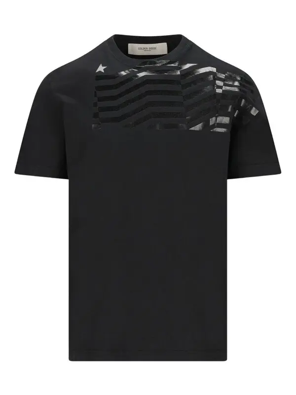 GOLDEN GOOSE Tone-on-tone Glossy Print Crew Neck T-shirt