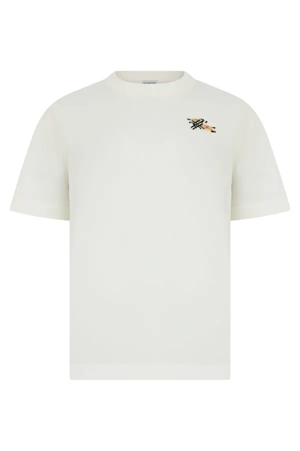 Burberry Cotton T-shirt With Embroidered Logo - White