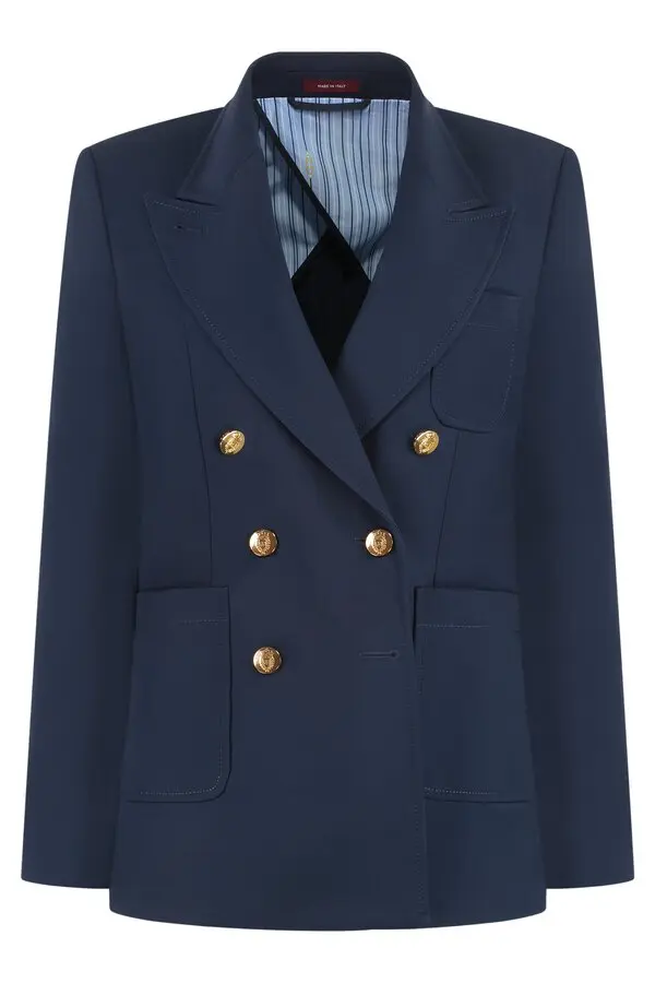 Gucci Cotton Double-breasted Blazer With Notched Lapel And Back Slit