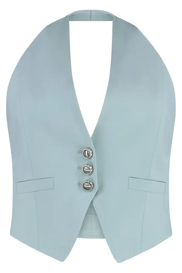 Pinko Moretta Single-breasted Vest - Light Blue