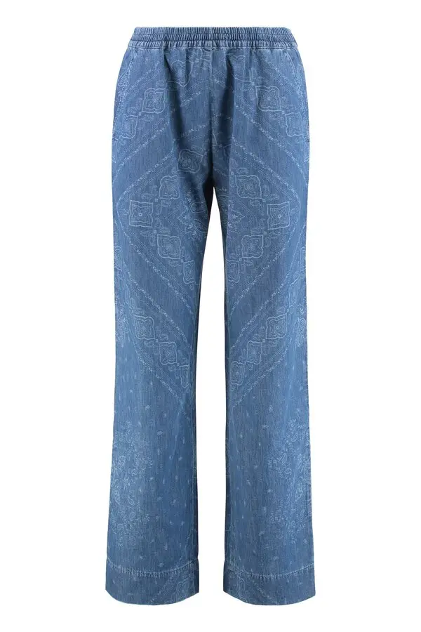 Pinko Printed Cotton Trousers With Side Pockets