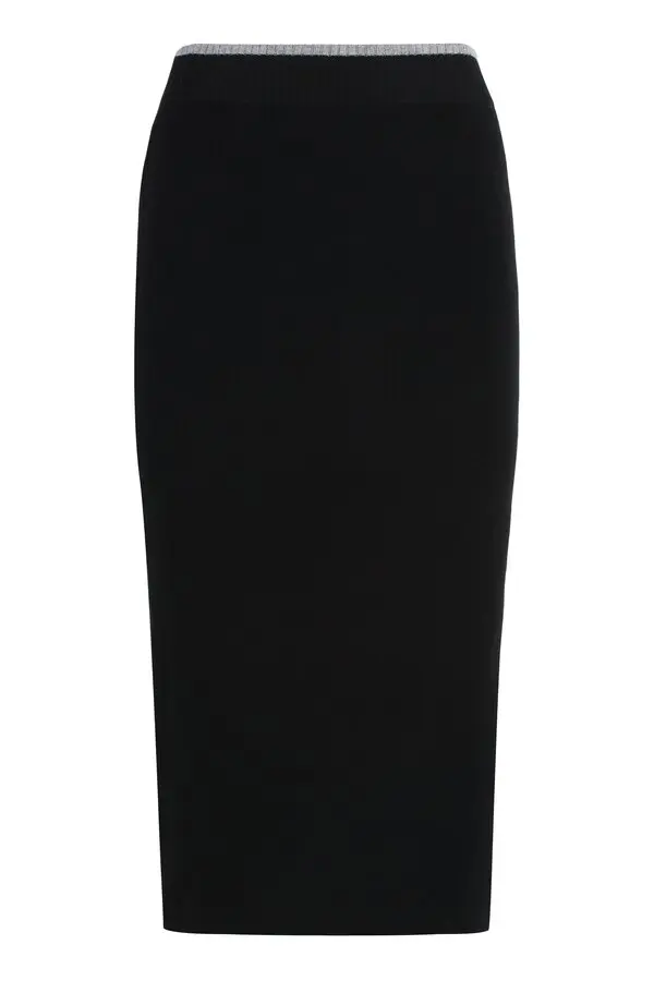 Pinko Ribbed Knit Midi Skirt - Black