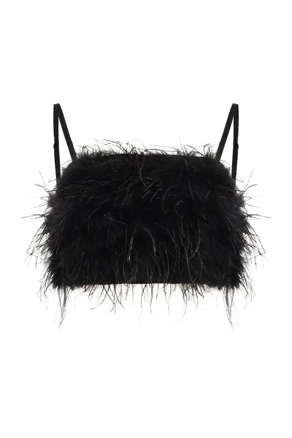 Pinko Feather-detail Back Zip Top - Black