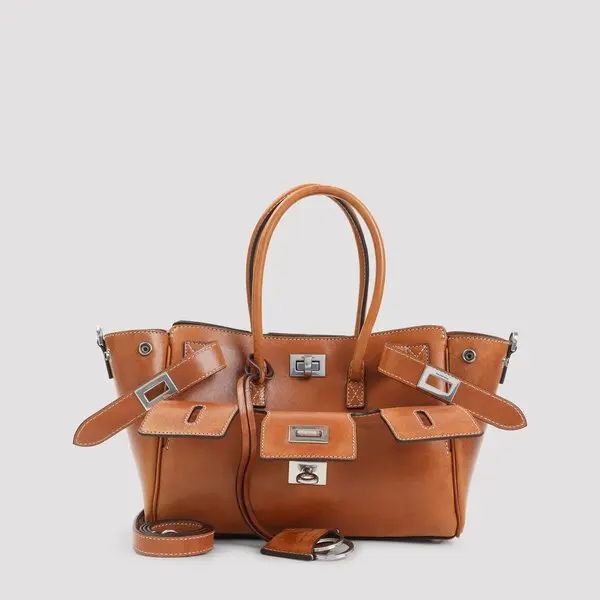 Balenciaga Bel Air Leather Carry Handbag - Brown