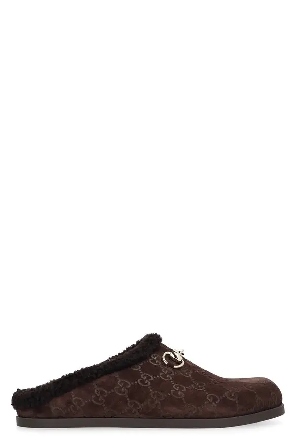 Gucci Suede Gg Slip-on Mules With Morsetto Detail