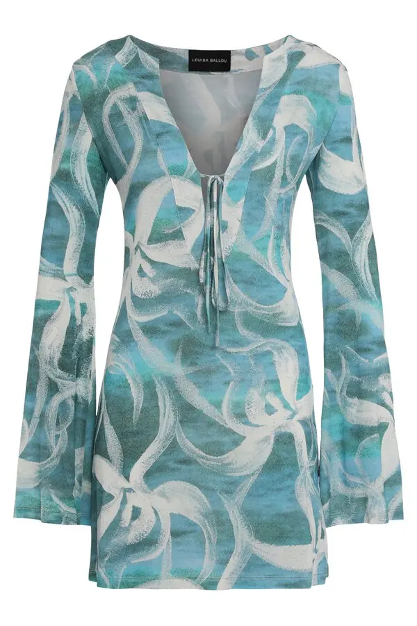 LOUISA BALLOU Viscose Mini Dress With Front Bow