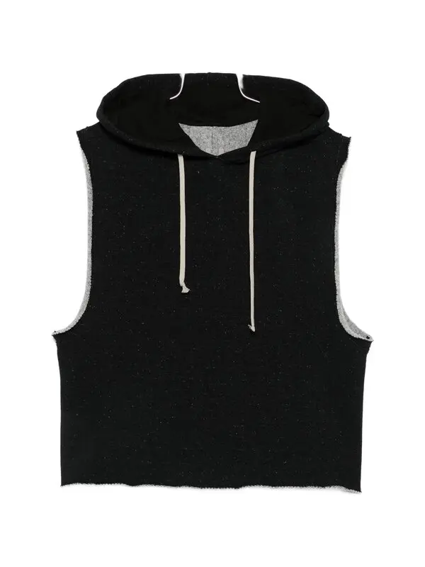 Rick Owens Drawstring Hood Sweatshirt Vest - Nero