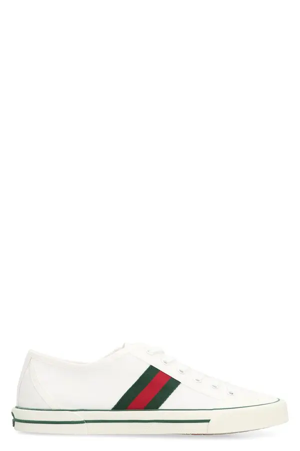 Gucci Tennis Sneaker With Suede Toe And Web Detail