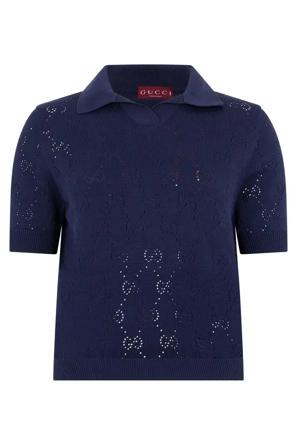Gucci Classic Cotton Polo Sweater With Monogram Pattern