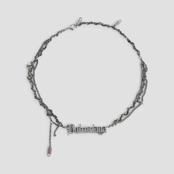 Balenciaga Typo Destroyed Brass Necklace - Metallic