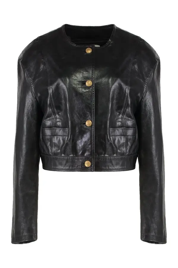 HALFBOY Padded Shoulder Leather Jacket