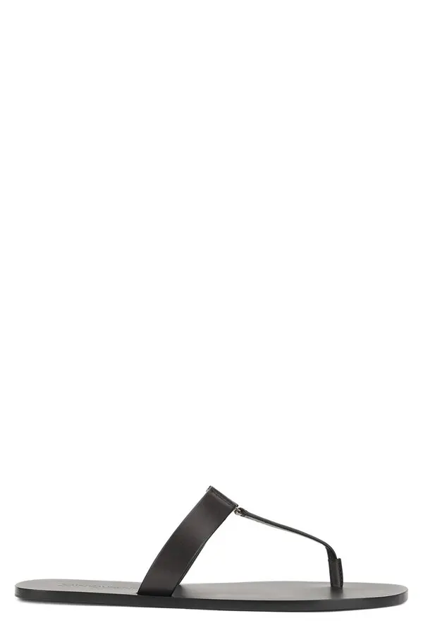 Saint Laurent Matte Leather Flip-flops - Black
