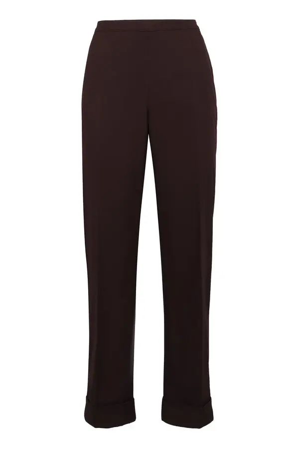 Aspesi High-rise Cotton Trousers With Roll-up Cuffs