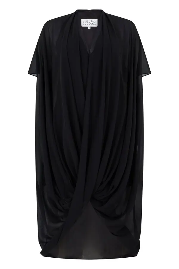 MAISON MARGIELA Asymmetric Draped Mini Dress With V-neck - Black