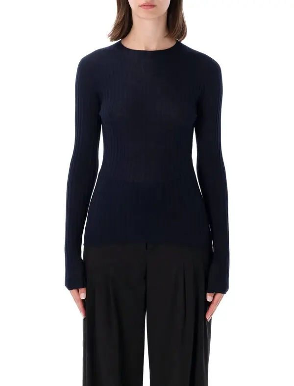 Balenciaga Ribbed Wool Slim-fit Sweater - Blu