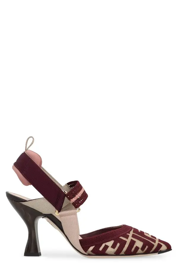 Fendi Slingback Colibrì Hummingbird Mesh Pumps With 3.3" High Heel - Red