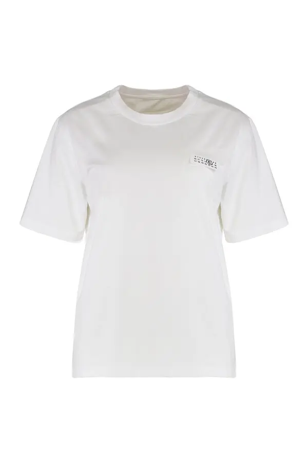 MAISON MARGIELA Crew Neck Cotton T-shirt With Patch Detail