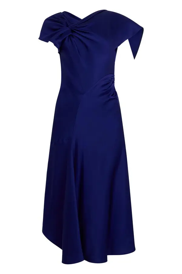 Victoria Beckham Asymmetrical Knot Detail Midi Dress